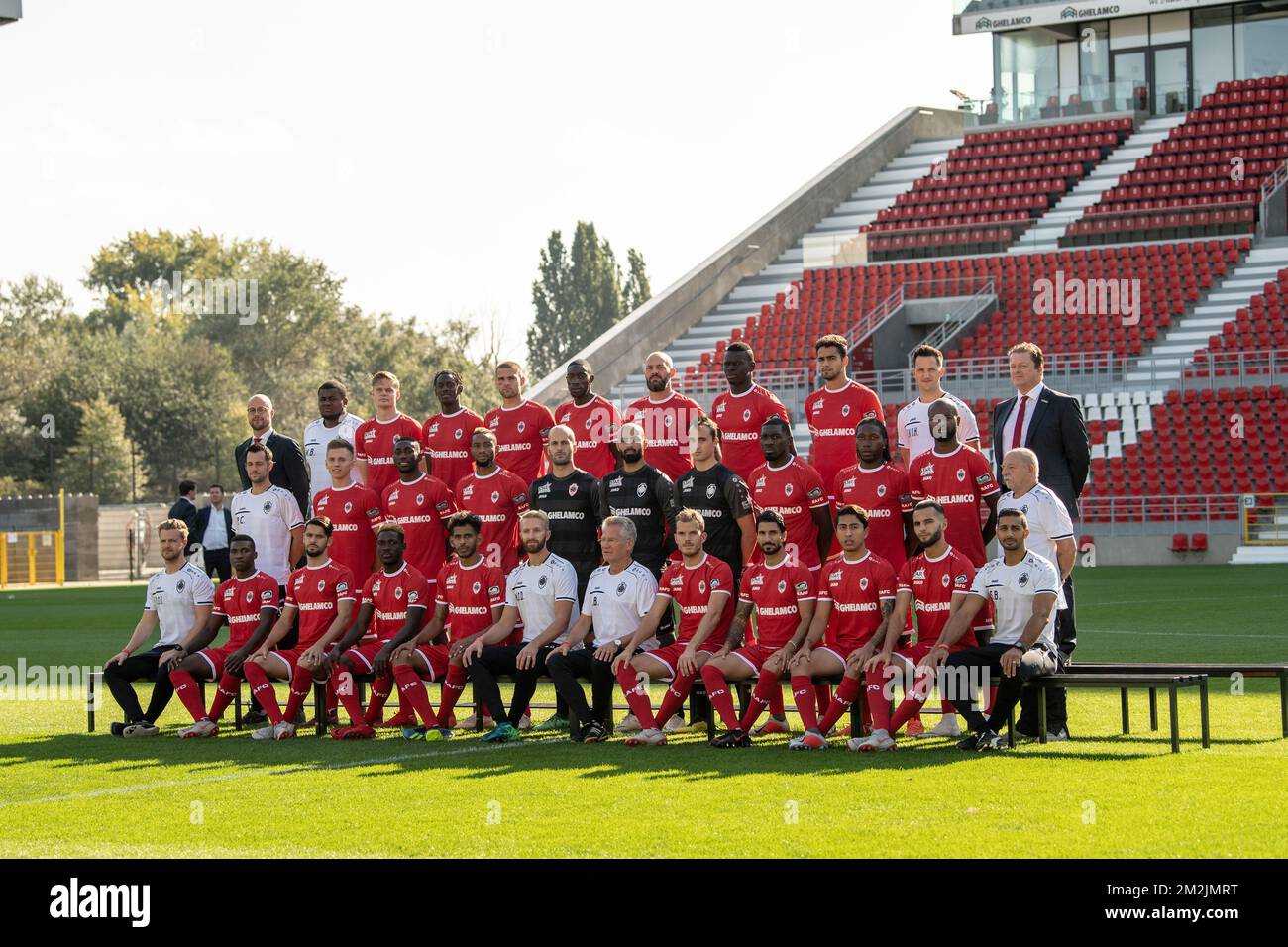 (Up L-R) Antwerp's team manager Frederic Leidgens; Antwerp's logistics ...