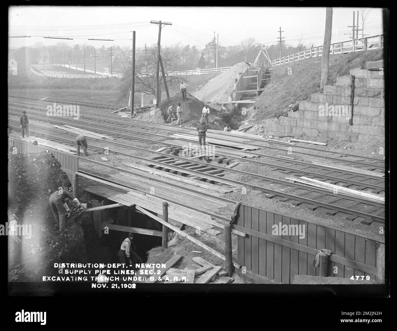 Trench of the railroad Black and White Stock Photos & Images - Alamy