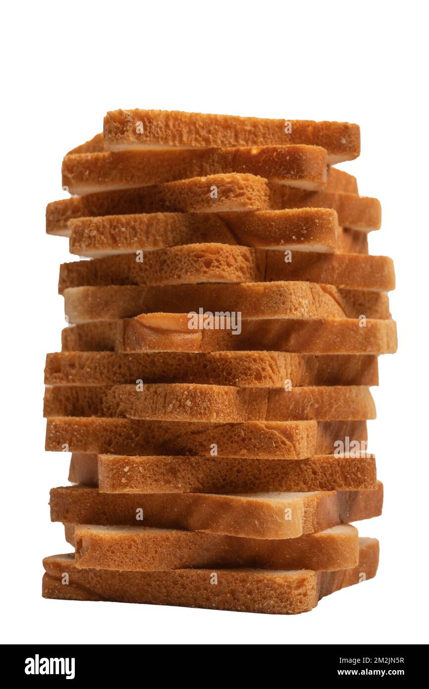 Delicious bread slices isolated on a white background, top view Stock ...