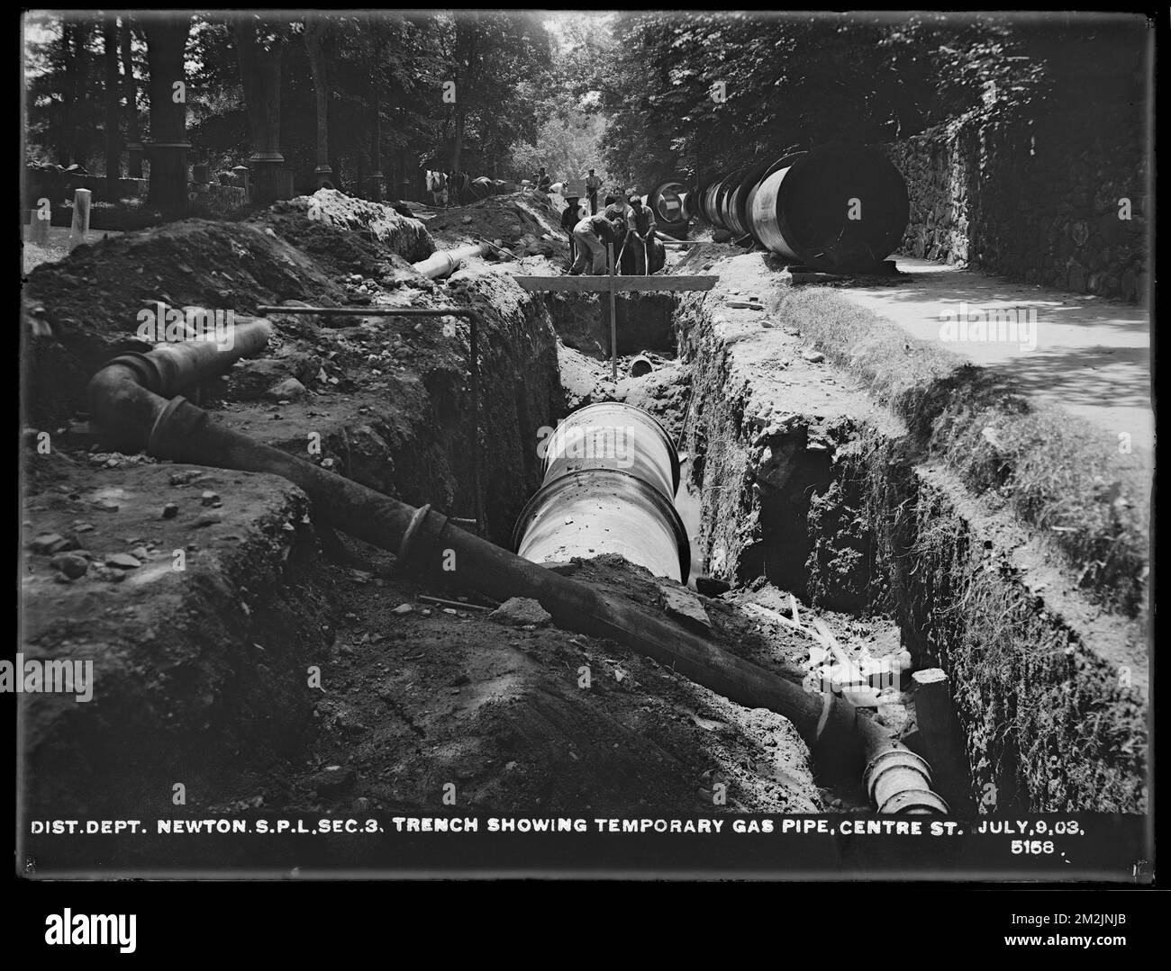 Distribution Department, supply pipe lines, Section 3, trench showing ...