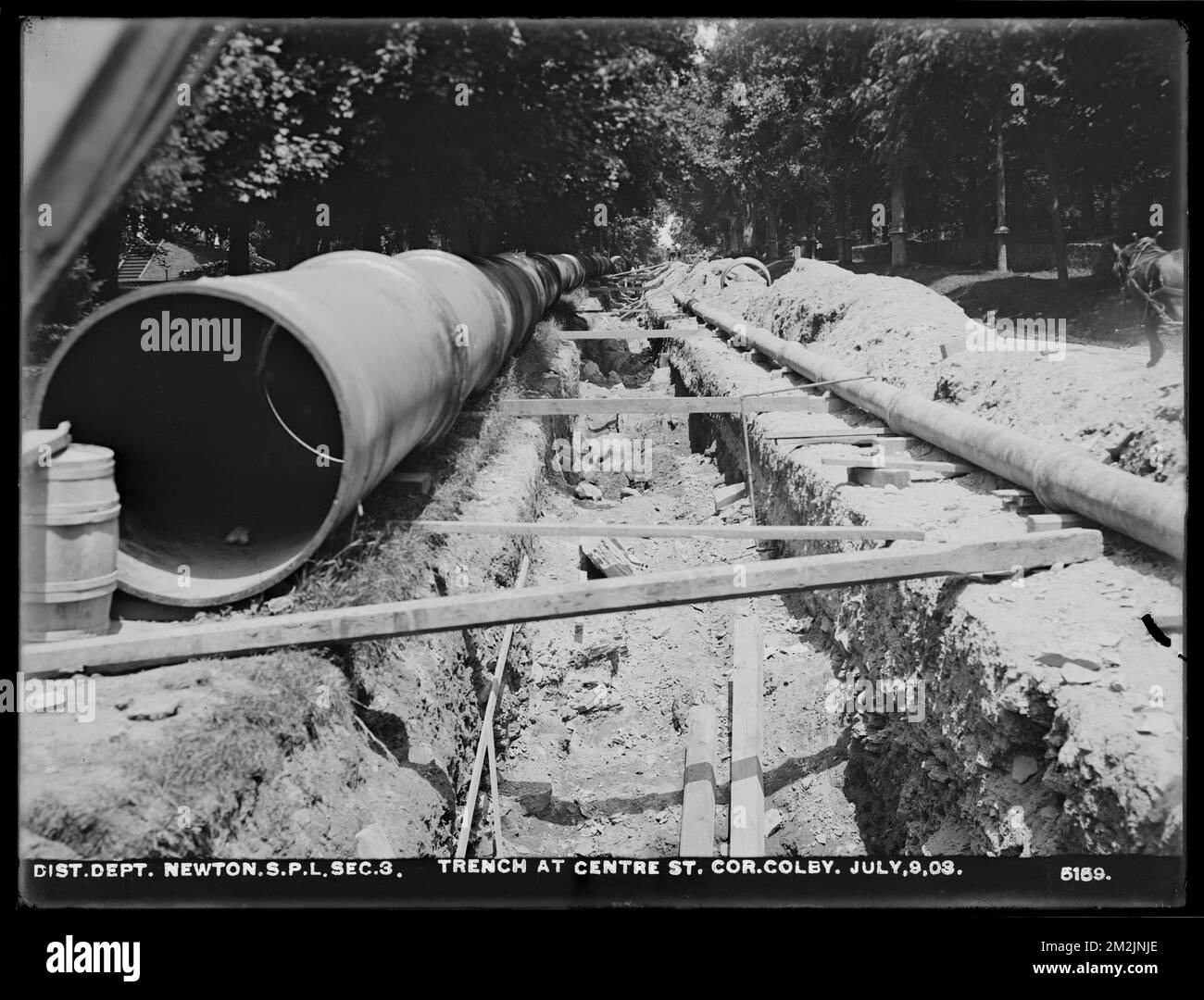 Distribution Department, supply pipe lines, Section 3, trench at Centre ...