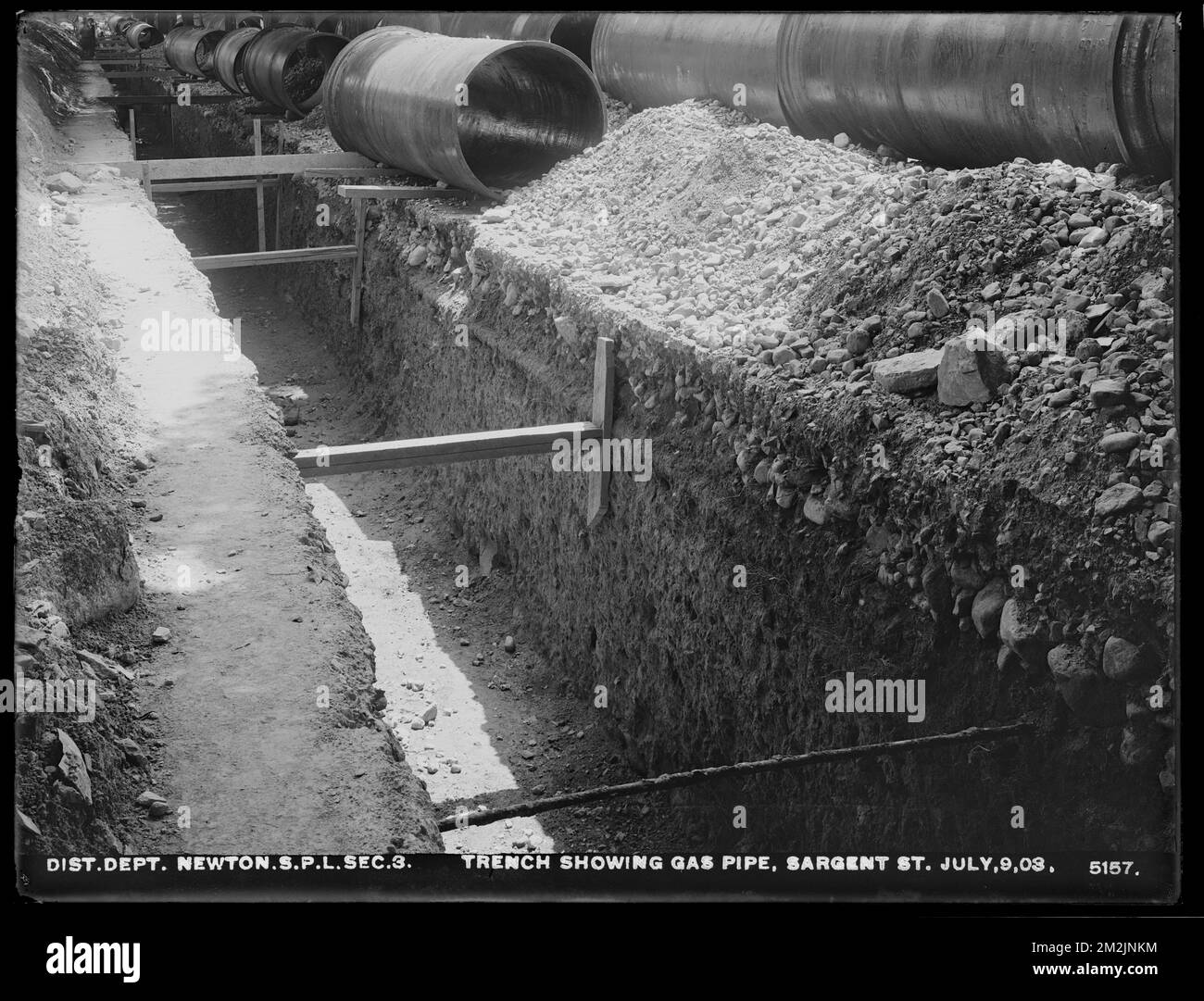 Distribution Department, supply pipe lines, Section 3, trench showing ...