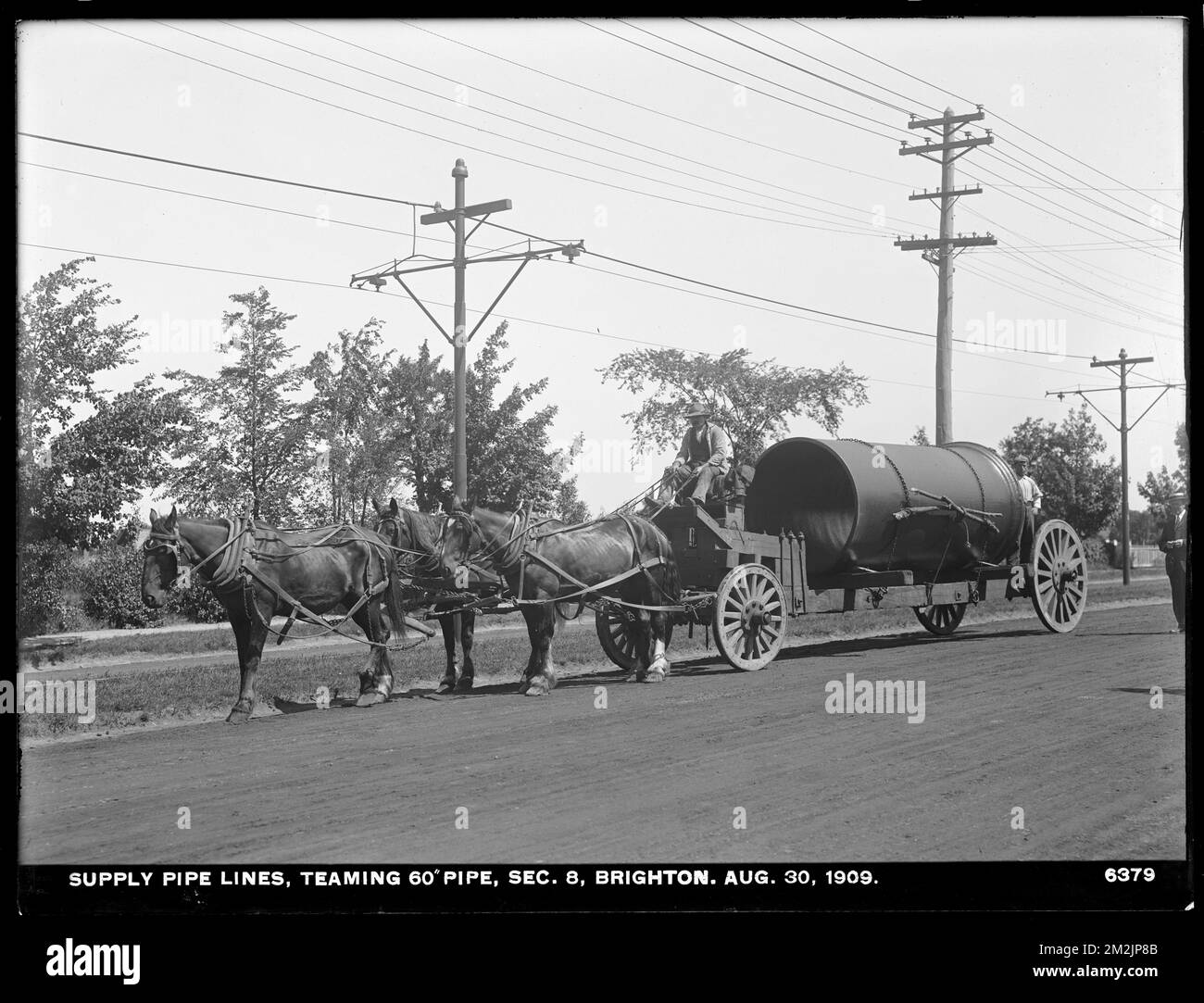 Distribution Department, supply pipe lines, teaming 60-inch pipe ...