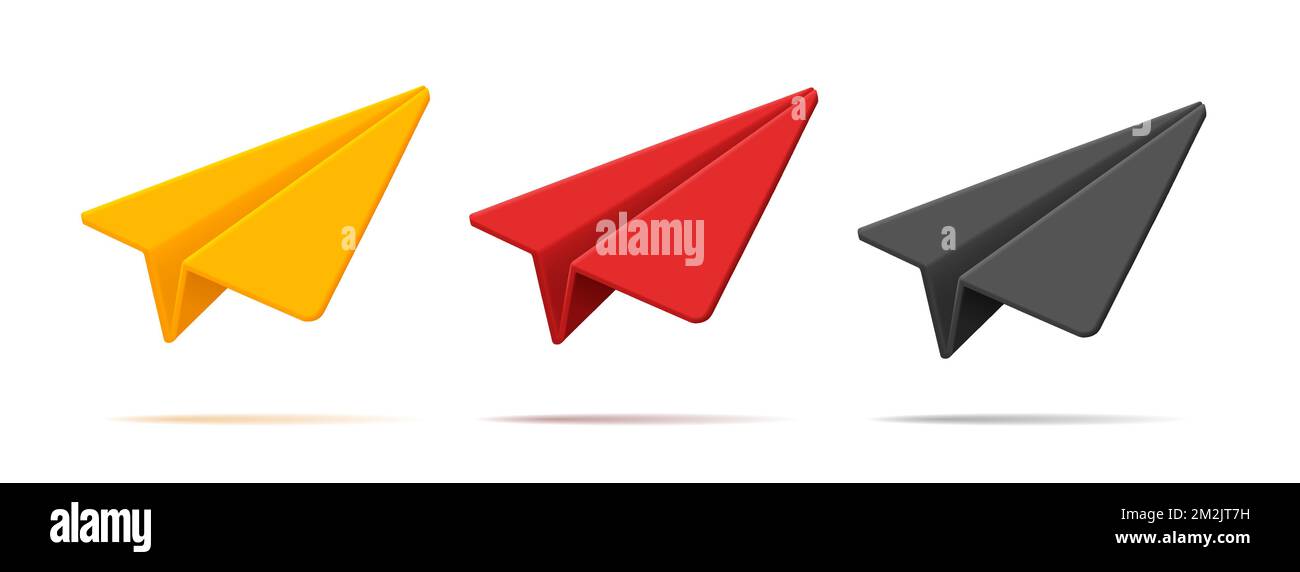 Set of paper plane symbol message sending or origami airplane 3d vector ...