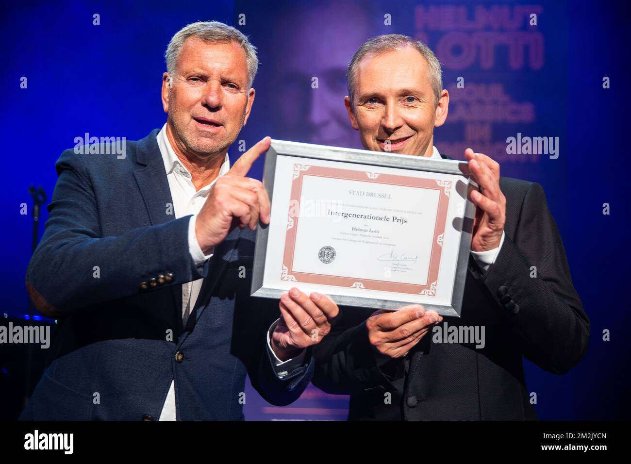 Alain Courtois and Helmut Lotti pictured during a ceremony to award the ...