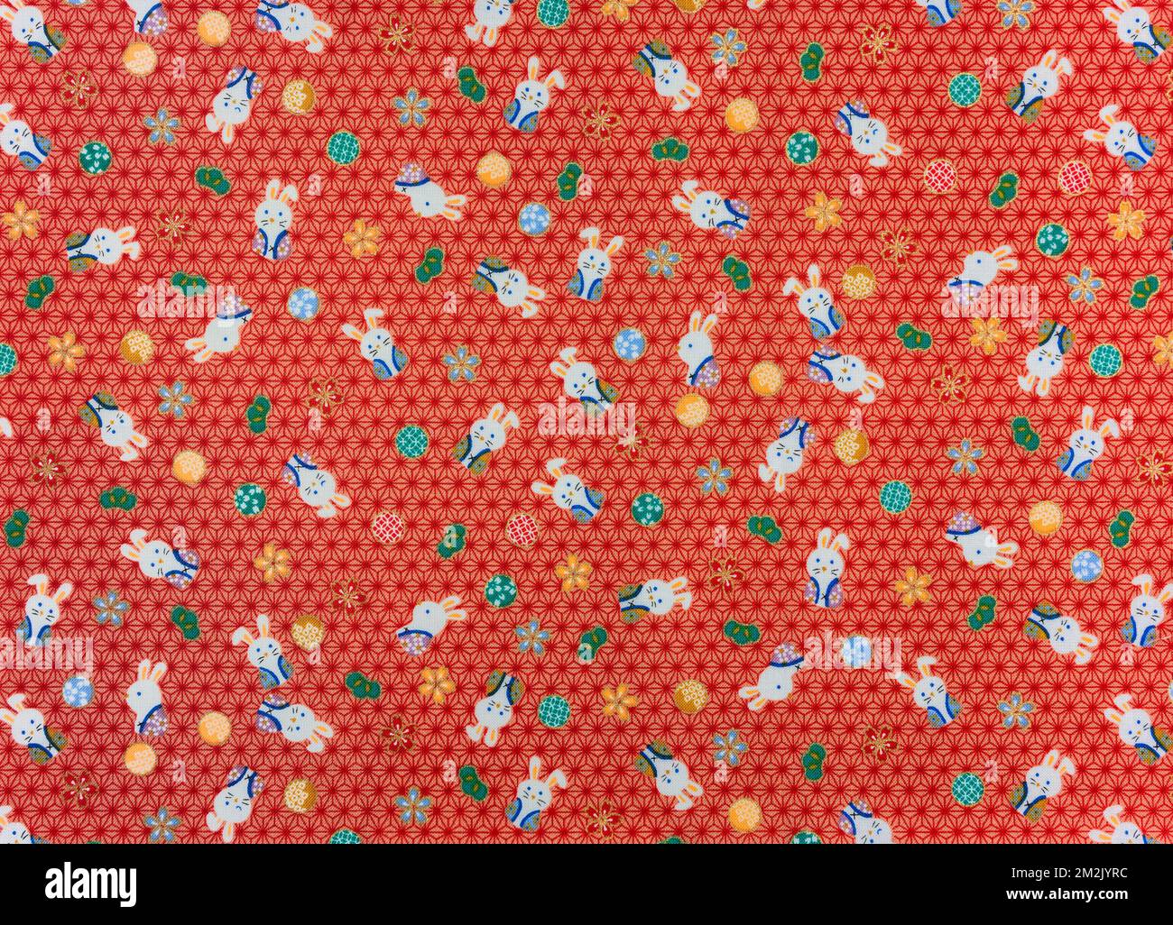 Photography of a traditional japanese furoshiki cloth printed with cute ...