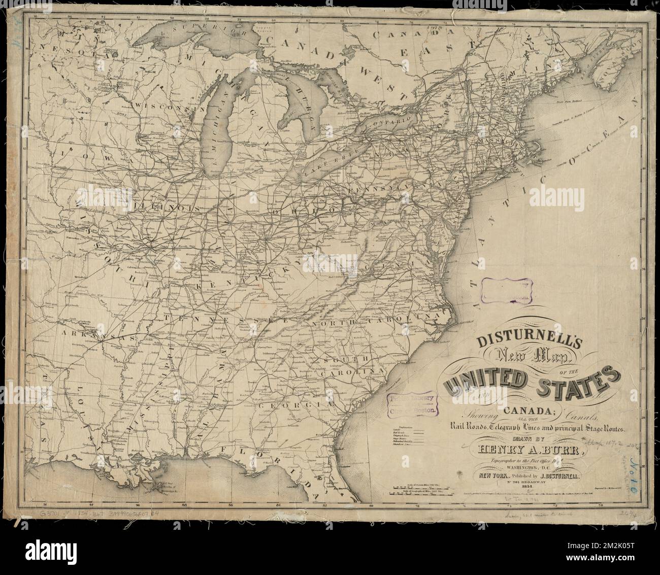 Disturnell's new map of the United States and Canada showing all the ...