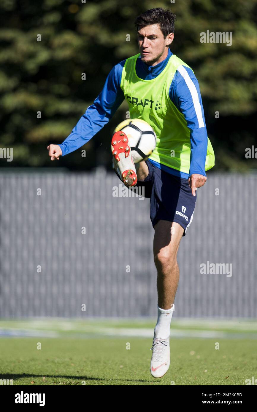 Gent's Roman Yaremchuk pictured in action during a training session of ...