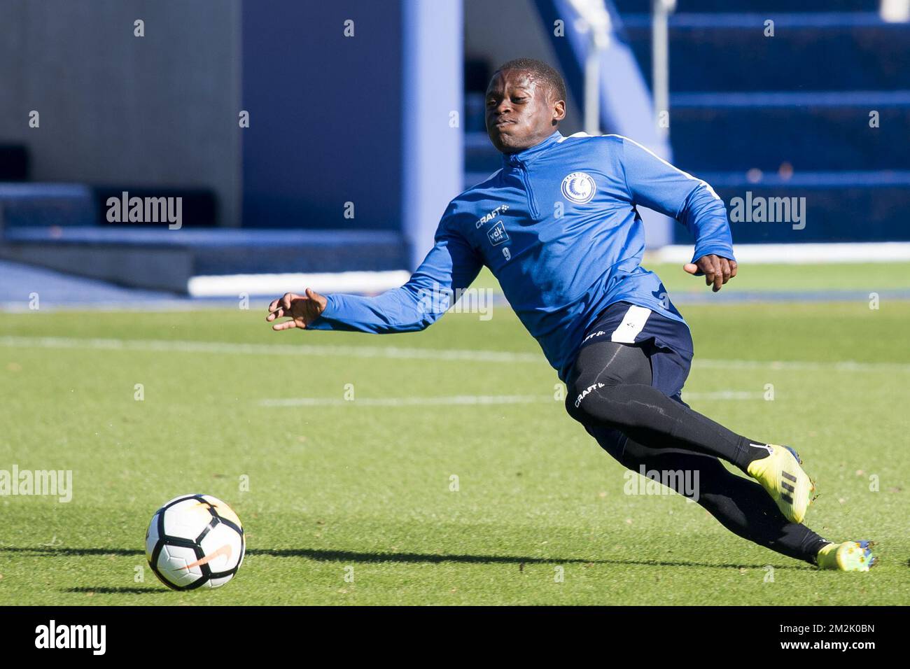 Gent's Stallone Limbombe pictured in action during a training session ...