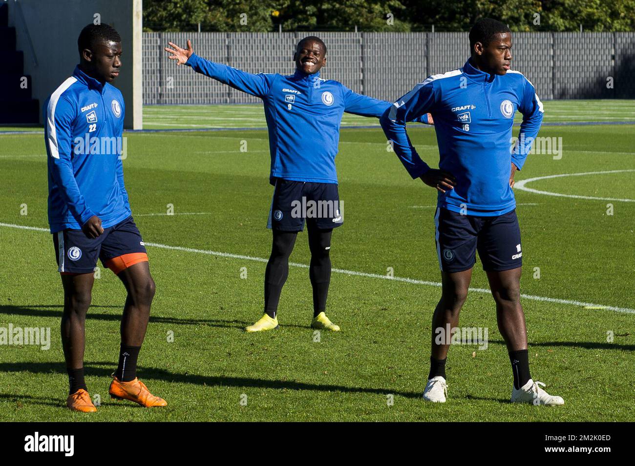 Gent's Stallone Limbombe pictured during a training session of Belgian ...