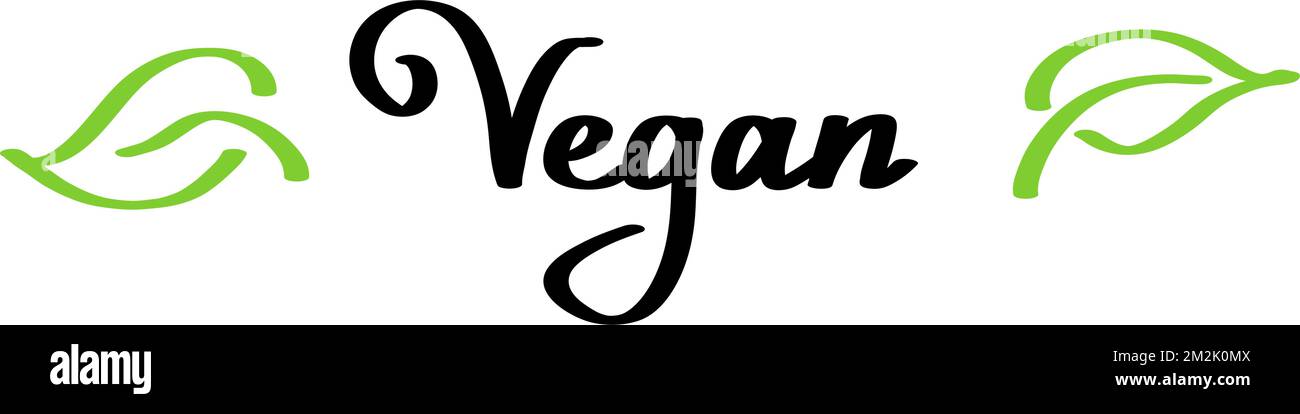 Vegan handdrawn text green vector lettering illustration. Calligraphy ...