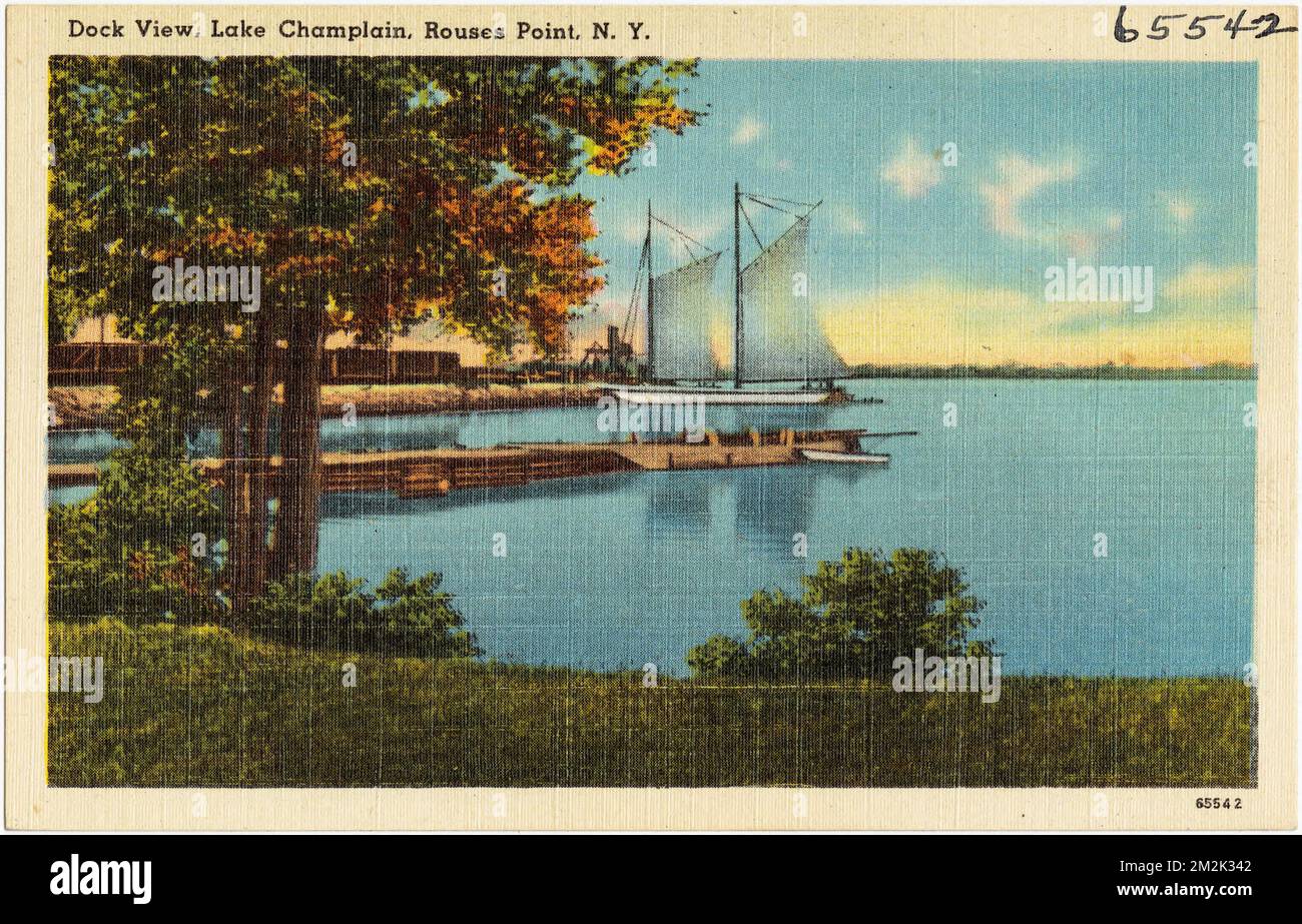 Dock view, Lake Champlain, Rouses Point, N. Y. , Piers & wharves, Lakes ...