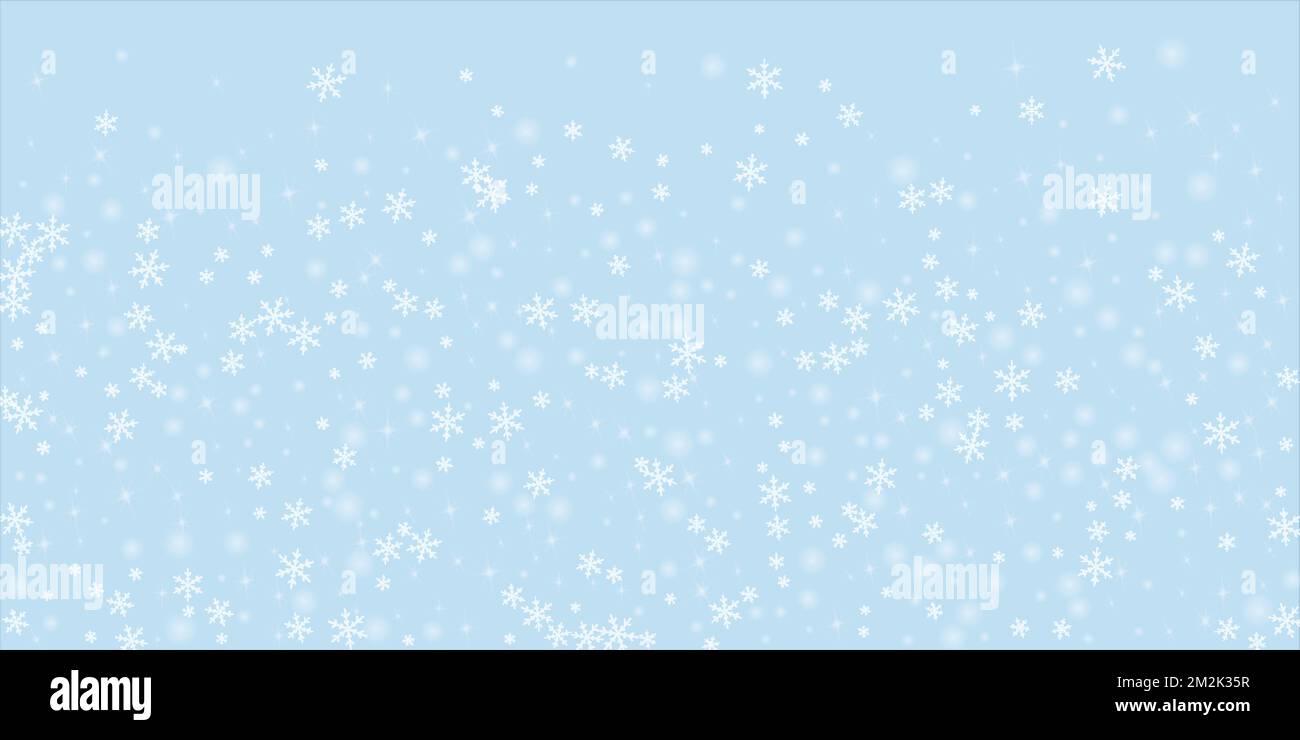 Snowy christmas background. Subtle flying snow flakes and stars on ...