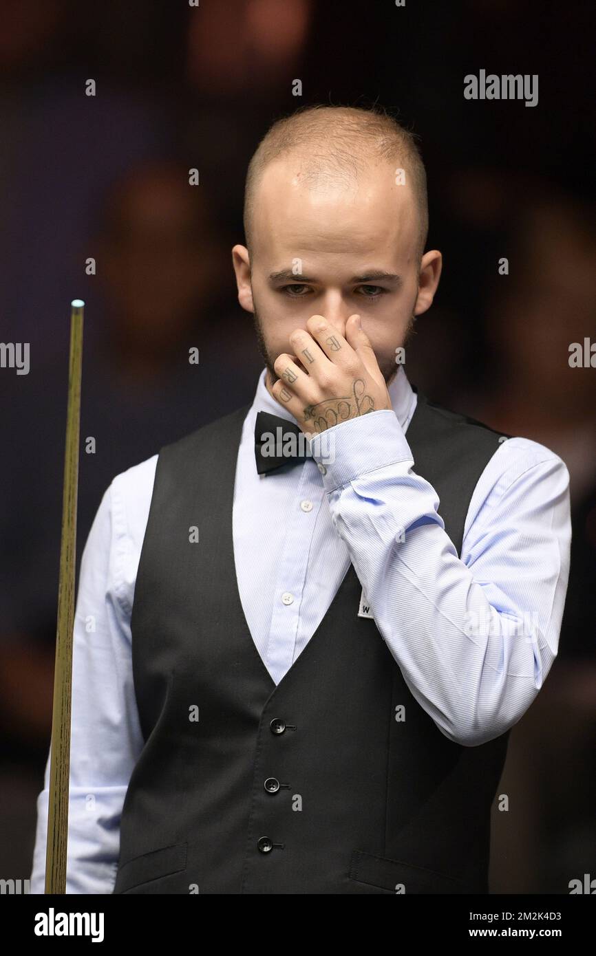 Belgian snooker player Luca Brecel pictured during a snooker game ...