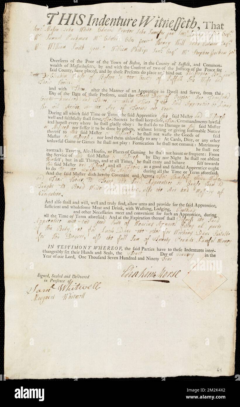 Document of indenture: Servant: Bell, Christopher Jr. Master: Morse ...