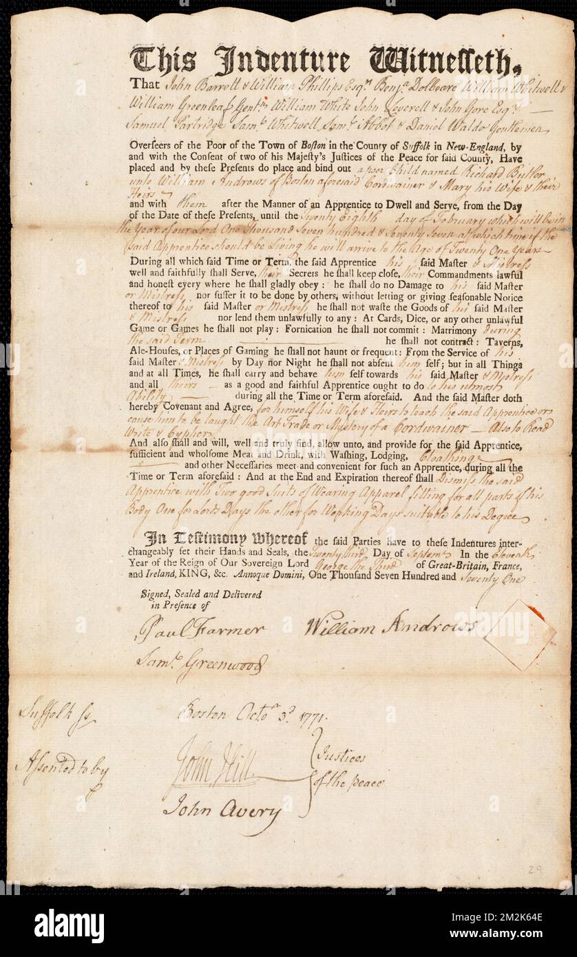 Indentured servants contract hi-res stock photography and images - Alamy