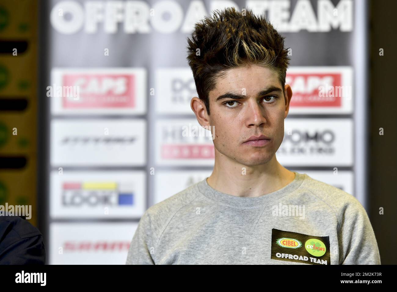 Belgian Wout Van Aert pictured during a press conference of cyclocross ...