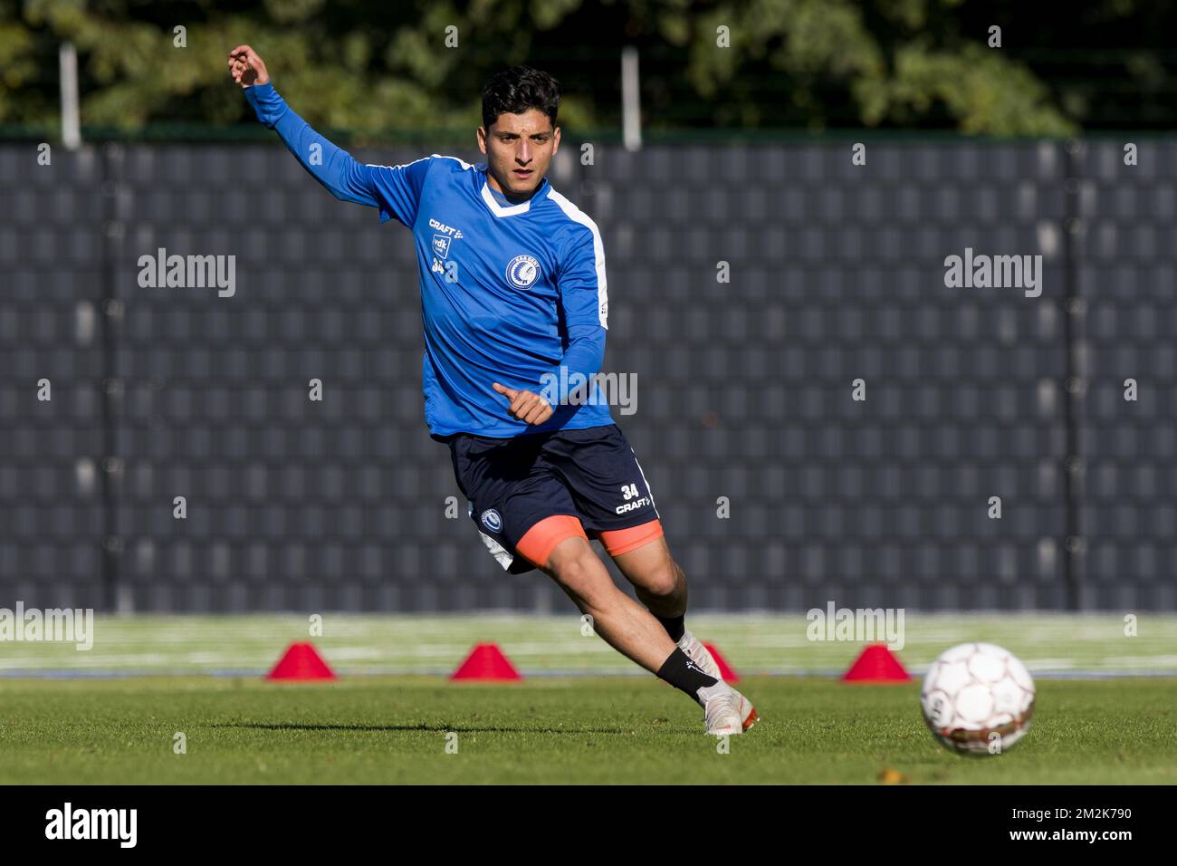 Gent's Ahmed Mostafa pictured in action during a training session of ...