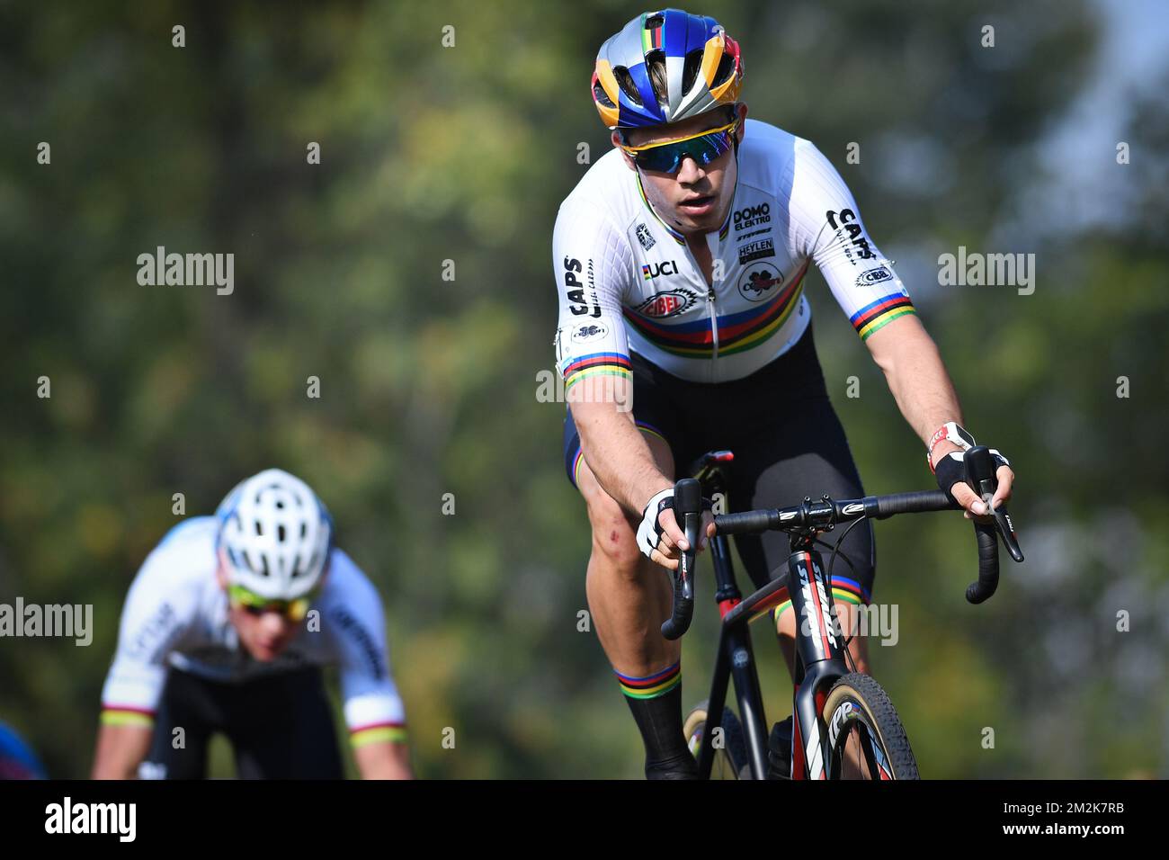 Dutch Mathieu Van Der Poel and Belgian Wout Van Aert pictured in action ...