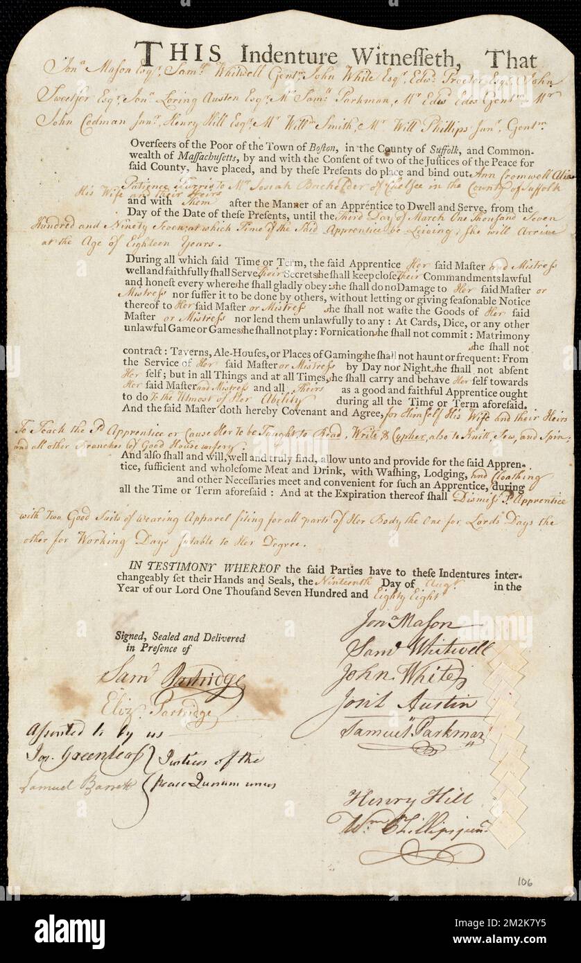 Document of indenture: Servant: Cromwell/Farris, Ann/Patience. Master ...
