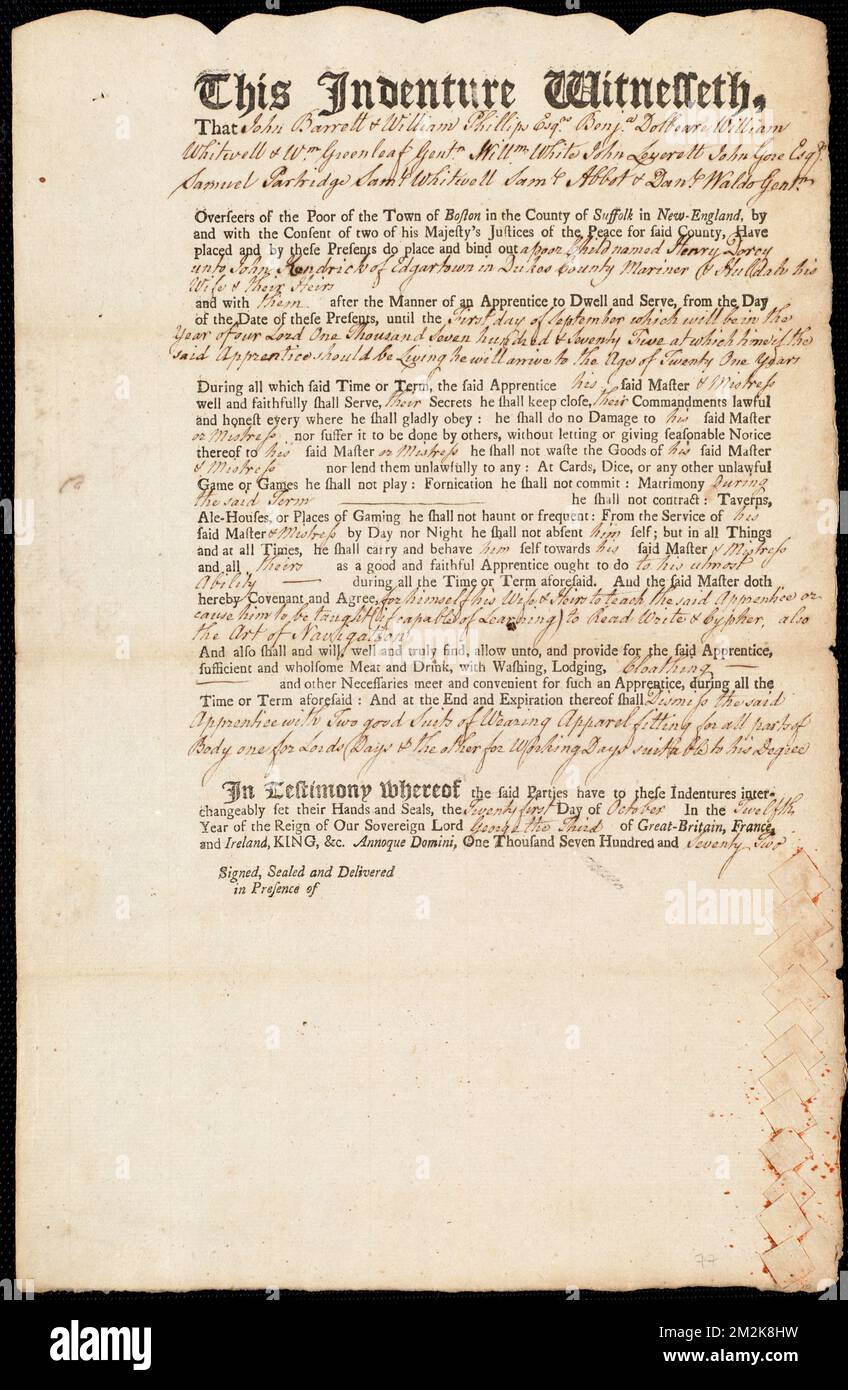 Indentured servants contract hi-res stock photography and images - Alamy