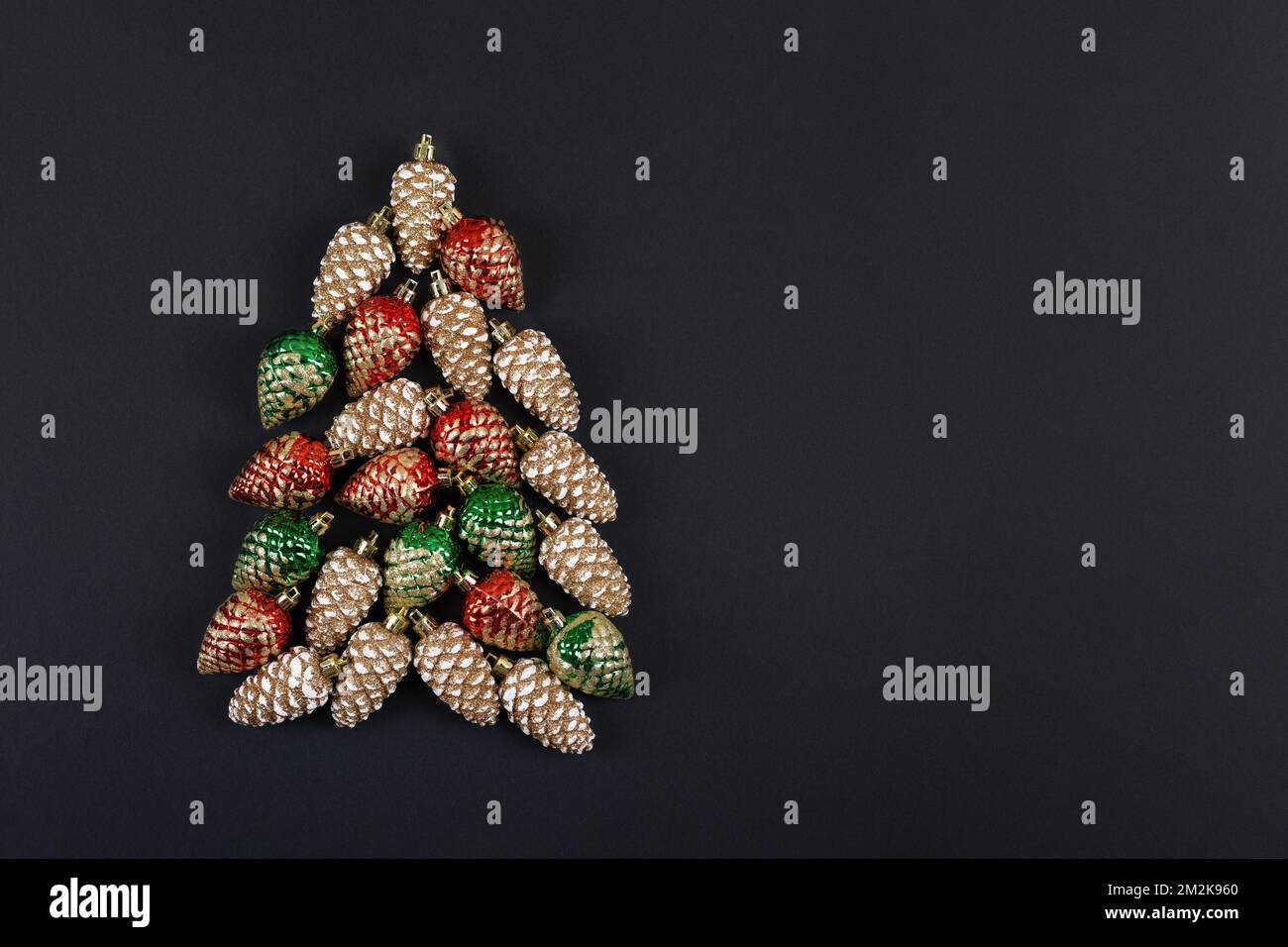 Christmas tree composition of tree decorations in the form of pine ...