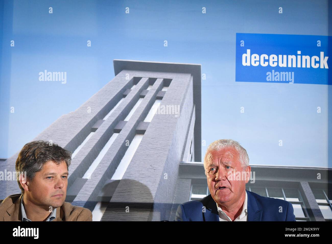 Deceuninck Ceo Francis Van Eeckhout, and Quick-Step Floors CEO Patrick Lefevere pictured during ...