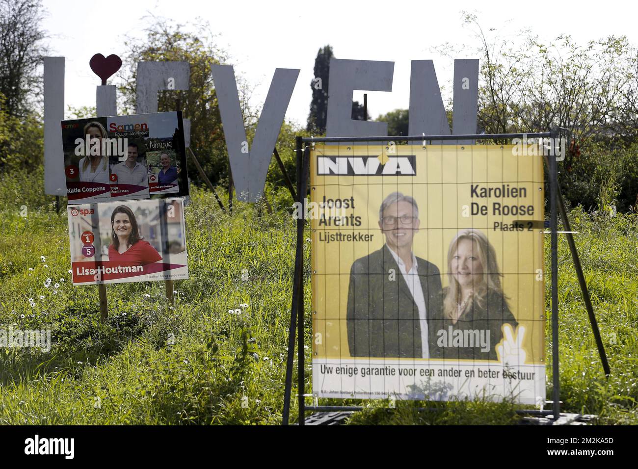 Illustration shows election posters in Ninove, Sunday 07 October 2018 ...