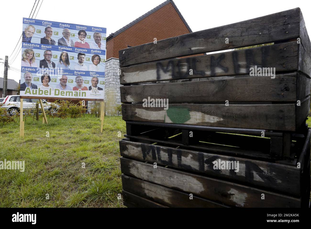 Illustration shows election posters in Aubel, Sunday 07 October 2018 ...