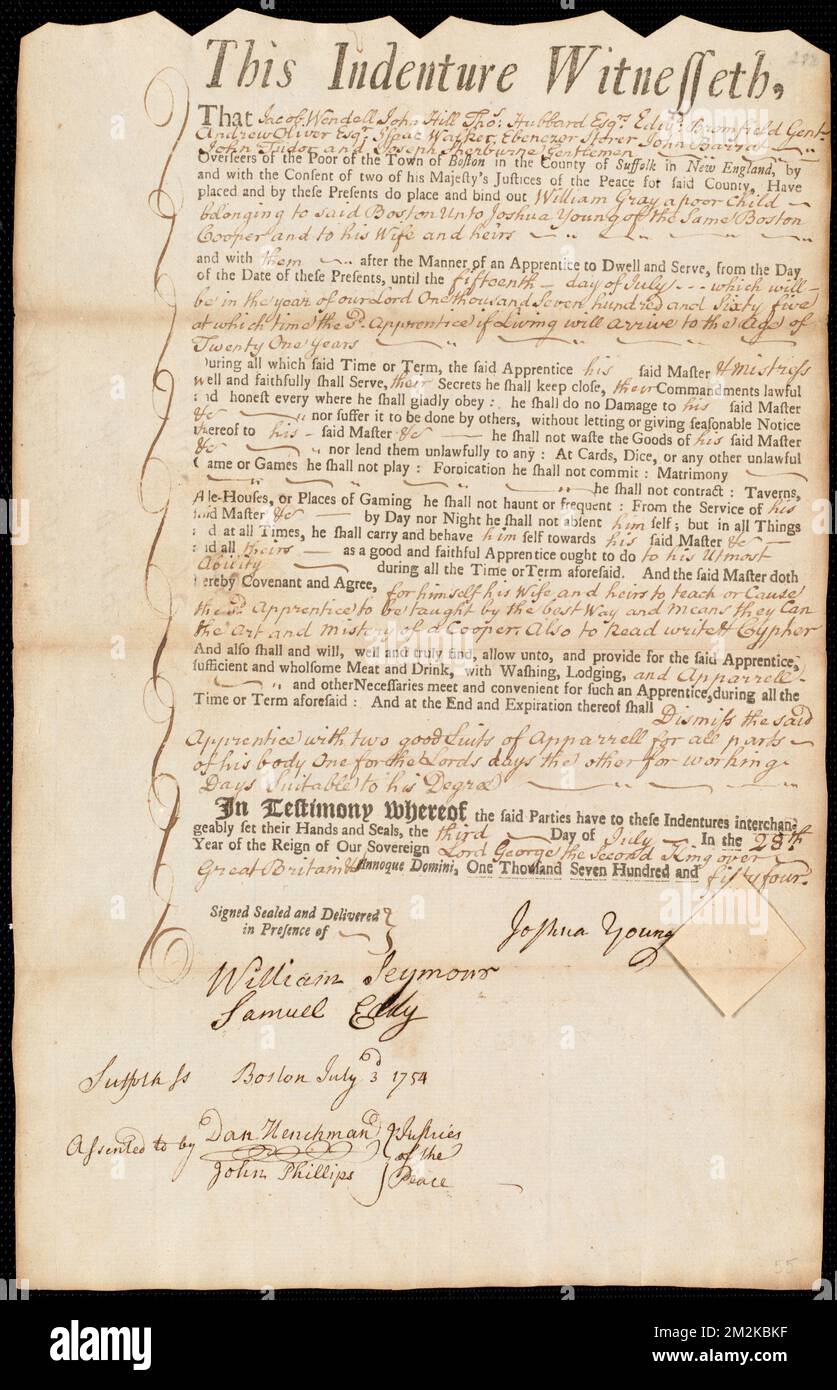 Document of indenture: Servant: Gray, William. Master: Young, Joshua ...