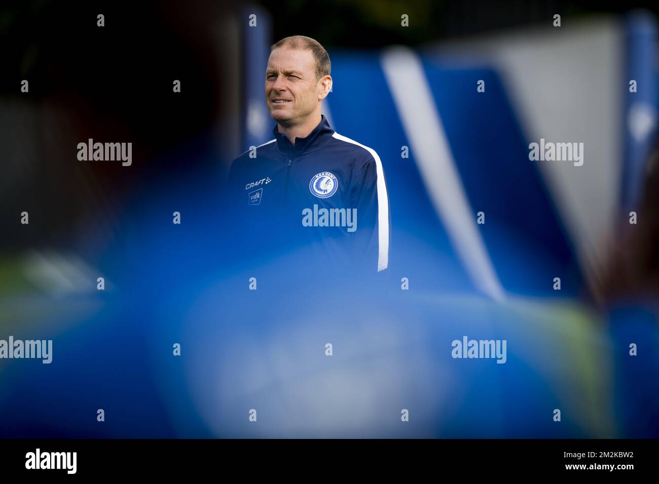 Gent's new head coach Jess Thorup pictured during a training session of ...