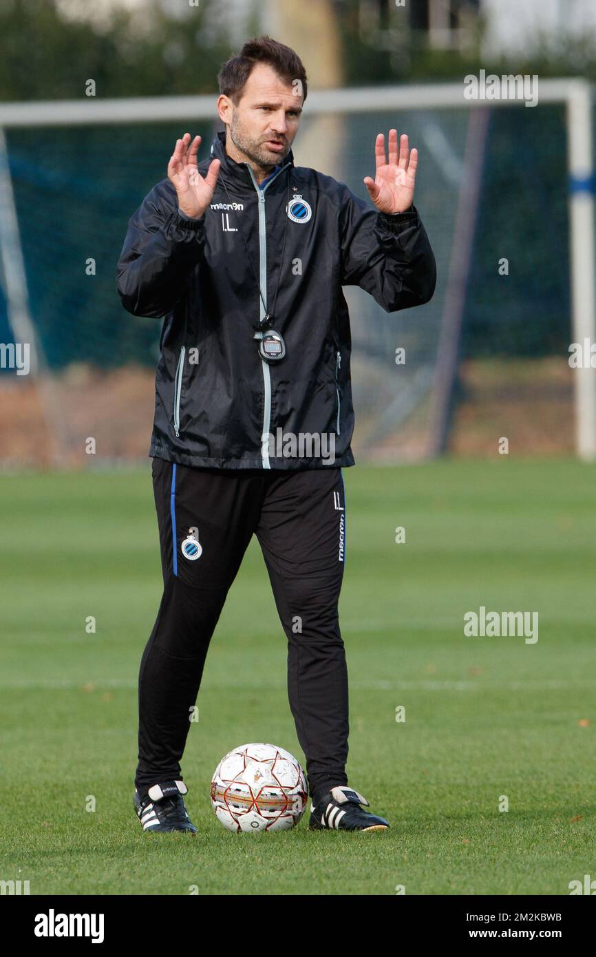 Club Brugge's head coach Ivan Leko pictured during a training session ...