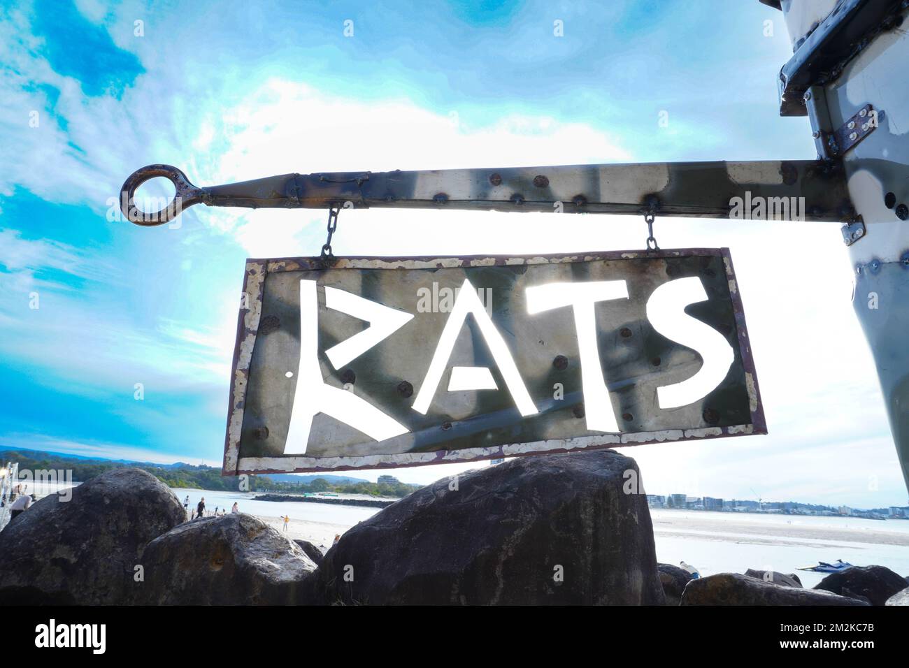 The Rats Sign on the Gold Coast beach during the Swell Sculpture ...