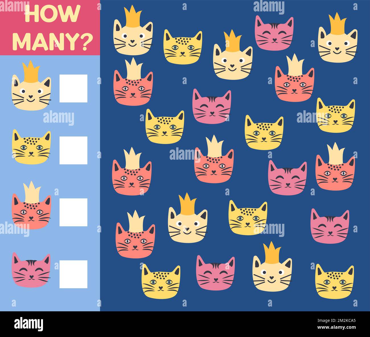 How many Cat, game for children. How many are they game. Count the Cats ...