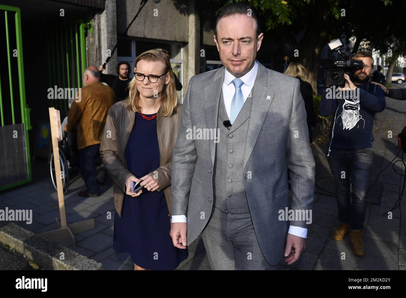 Bart De Wever cast and his wife Veerle Hegge pictured at a polling ...