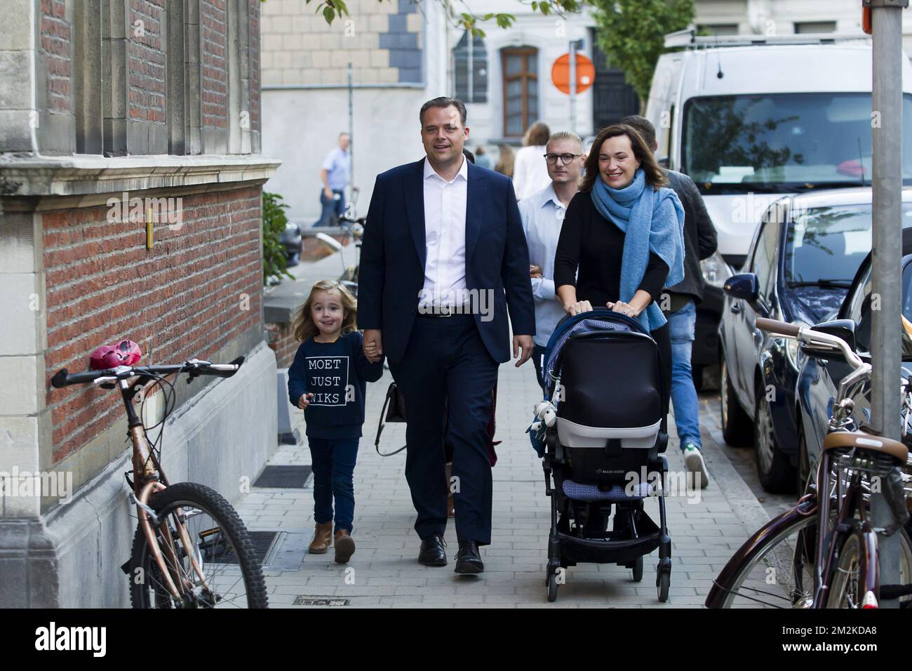 Philippe De Backer, his wife Marie and daughter Sophia arrive to cast ...