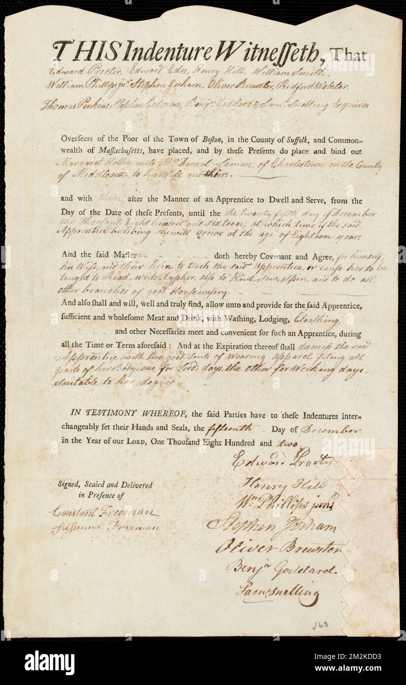 Document of indenture: Servant: Holley, Margaret. Master: Leman, Daniel ...