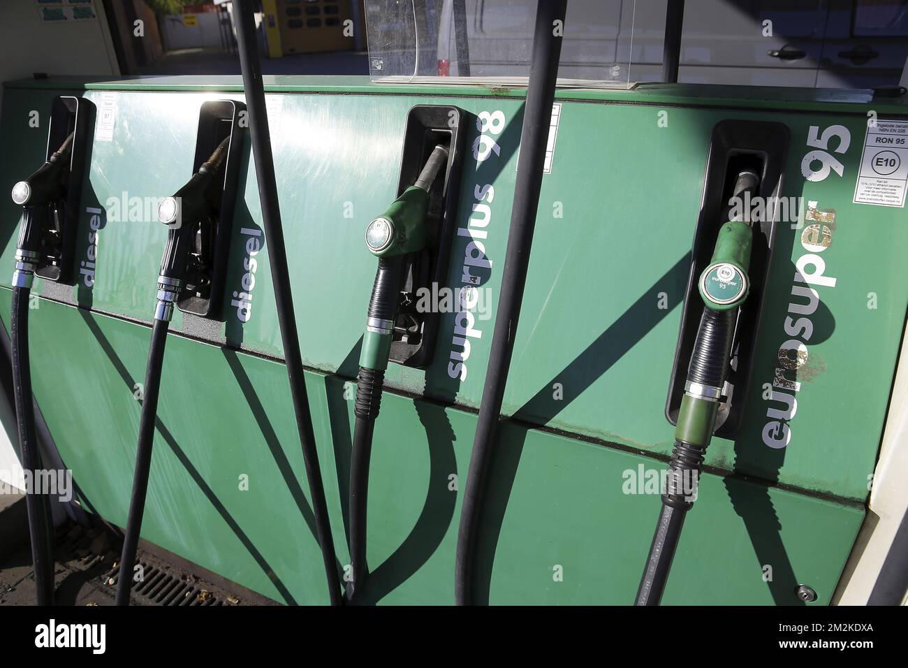 Illustration picture shows the new labels for diesel and petrol at a ...