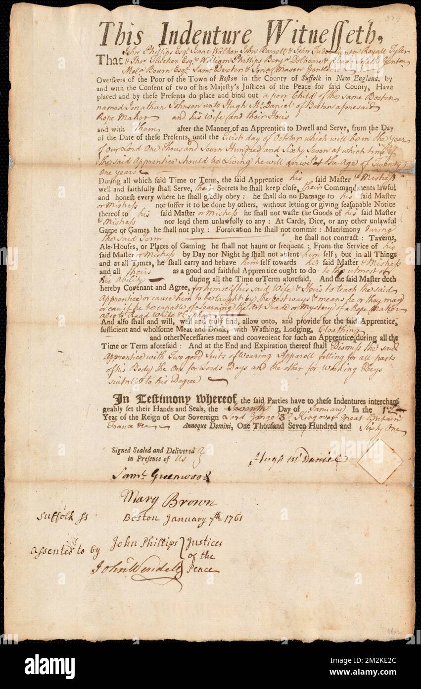Document of indenture: Servant: Johnson, Jonathan. Master: McDaniel ...