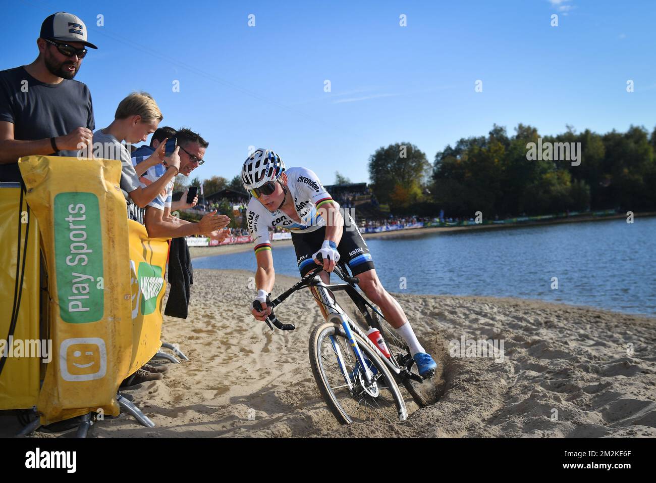 Dutch Mathieu Van Der Poel pictured in action during the elite men's ...