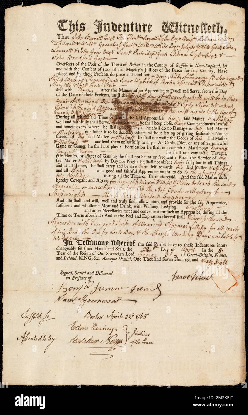 Document of indenture: Servant: Kennedy, Philip Wybird. Master: [Viburt ...