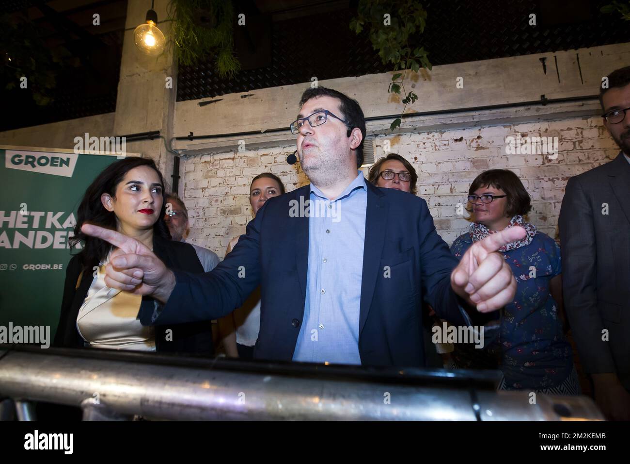 Groen's Wouter Van Besien delivers a speech at a party meeting of ...