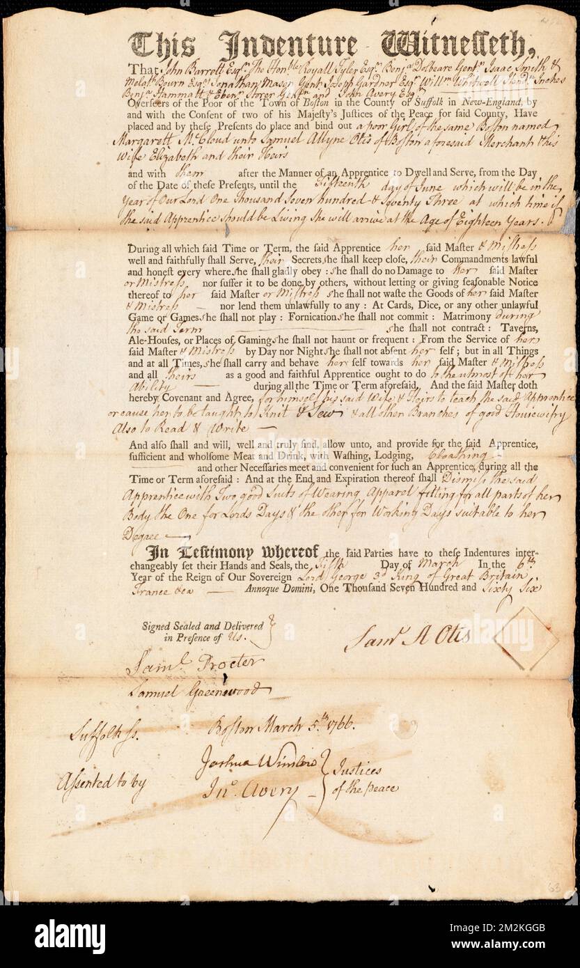 Document of indenture: Servant: McCloud, Margaret [Margarett]. Master ...