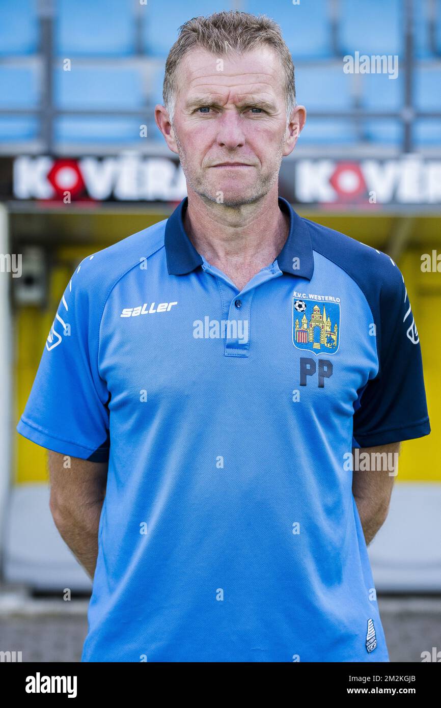 Westerlo's goalkeeper coach Paul Peeters poses for photographer at the ...