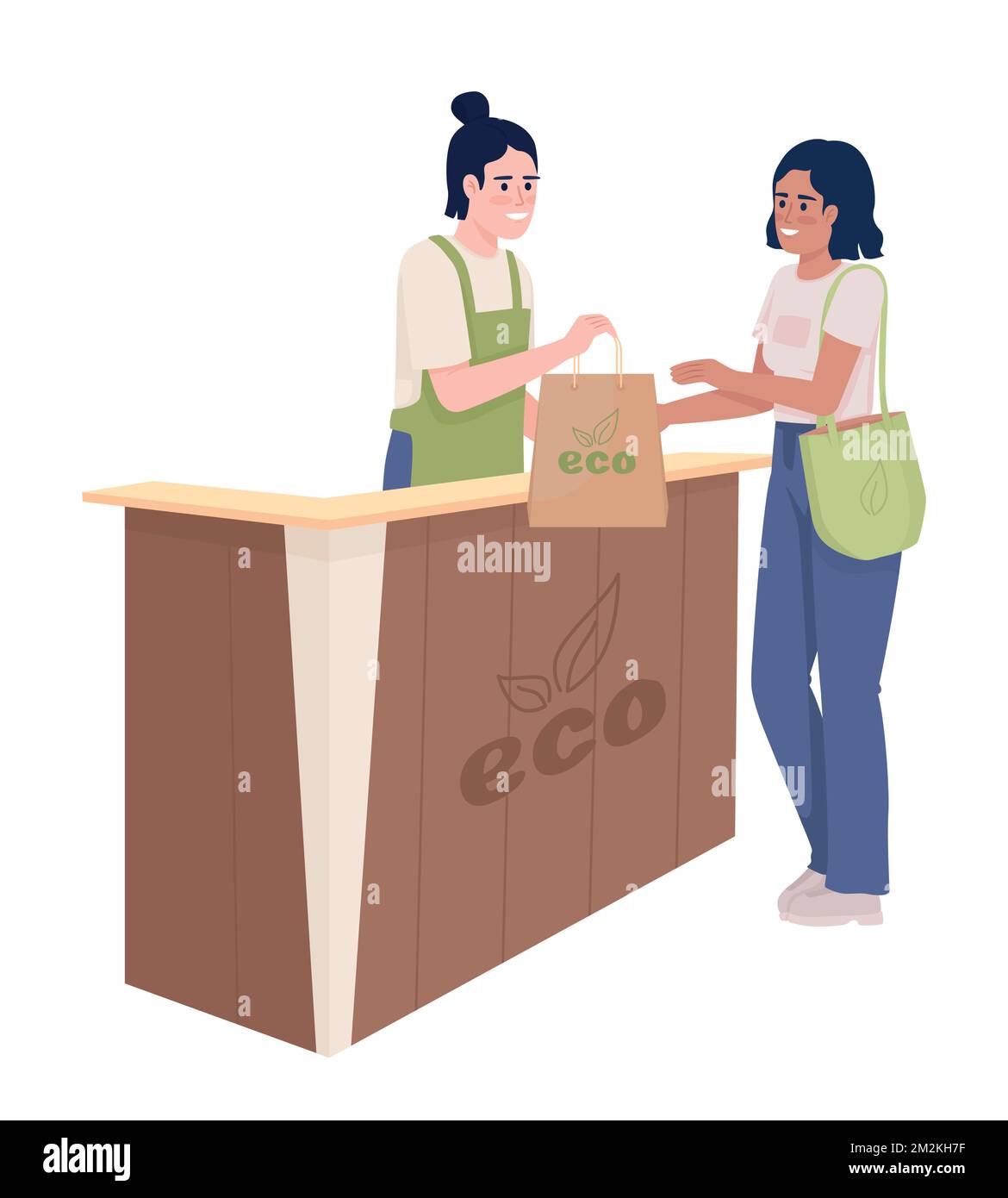 Visiting eco shop semi flat color vector characters Stock Vector Image ...