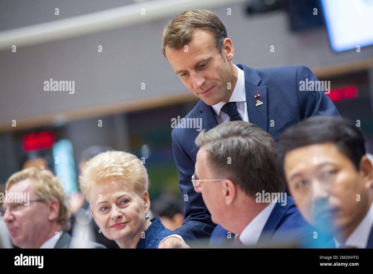 President of France Emmanuel Macron pictured during a round table at ...