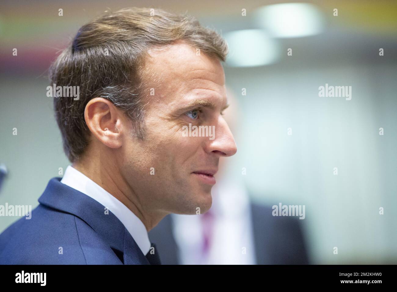 President of France Emmanuel Macron pictured during a round table at ...