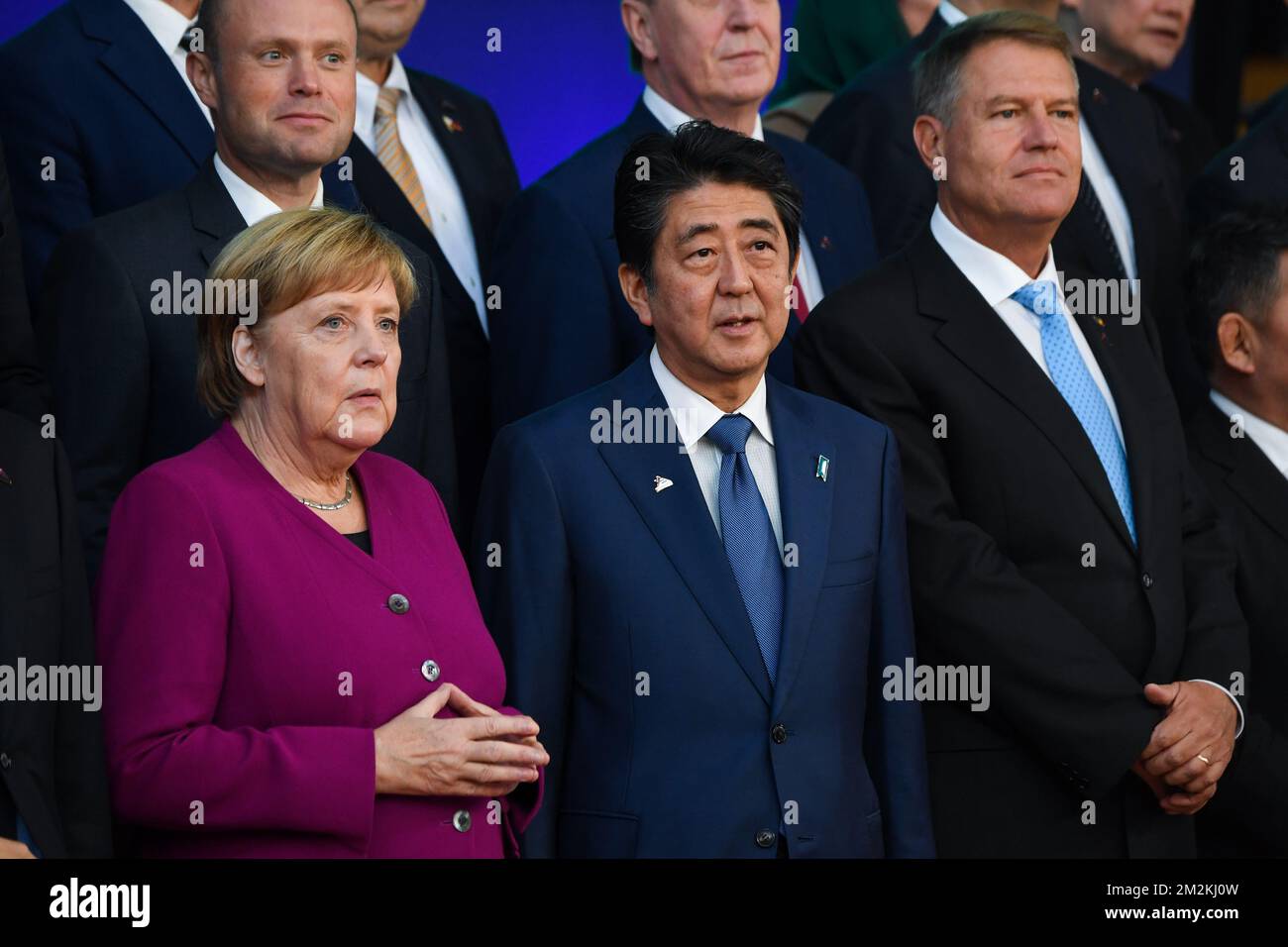 Chancellor of Germany Angela Merkel and Japan Prime Minister Shinzo Abe ...