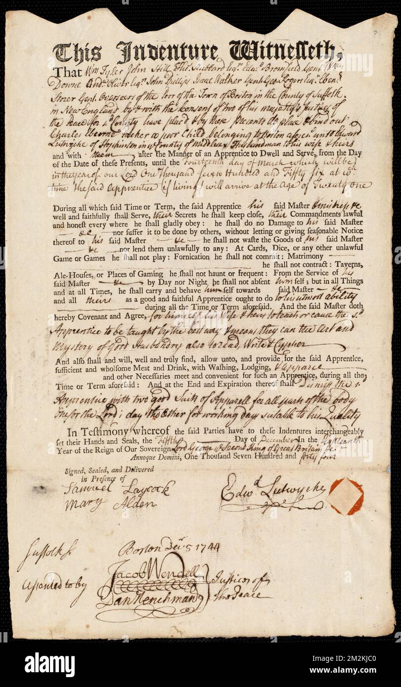 Document of indenture: Servant: Packer, Charles Eburne. Master ...
