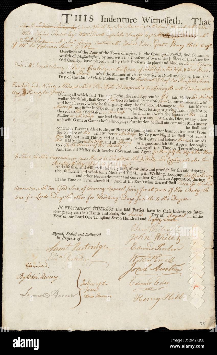 Document of indenture: Servant: Osburn, James. Master: Read, Joseph ...